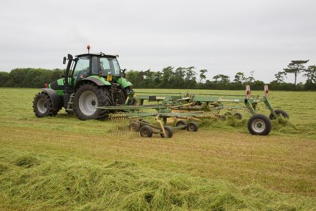 Deutz Tractor Silage Rake Making Silage Editorial Stock Photo - Stock ...