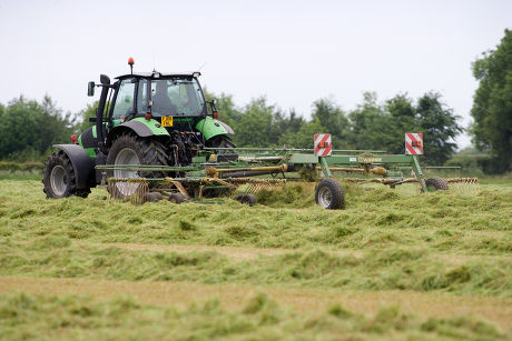 Deutz Tractor Silage Rake Making Silage Editorial Stock Photo - Stock ...