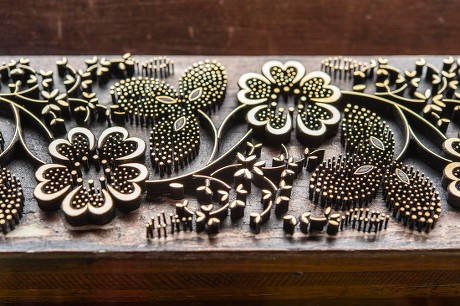 Block Printing Woodblock Pattern Made Metal Editorial Stock Photo ...