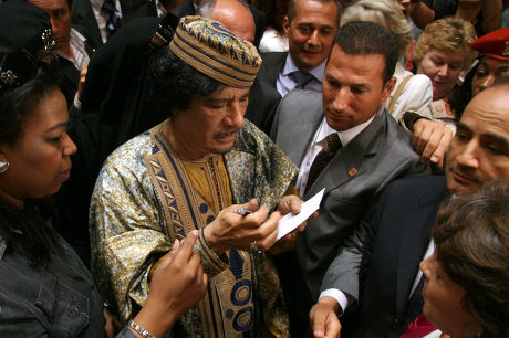 Colonel Muammar Gaddafi Signing Autographs Editorial Stock Photo ...