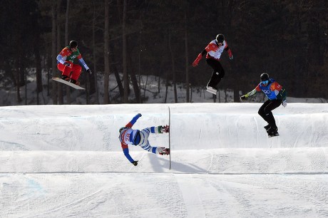 Atheletes Compete During Mens Snowboard Cross Editorial Stock Photo ...