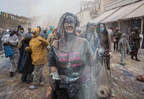 Flour Wars Participants On Float Galaxidi Editorial Stock Photo - Stock ...