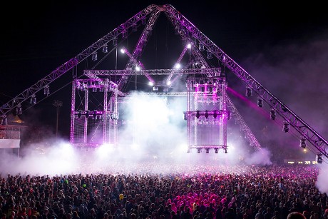 Crowd Laser Show Festival Techno Rave Editorial Stock Photo - Stock ...