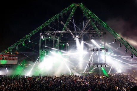 Crowd Laser Show Festival Techno Rave Editorial Stock Photo - Stock ...