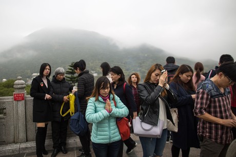 Tourists Pray During Visit Big Buddha Editorial Stock Photo - Stock ...