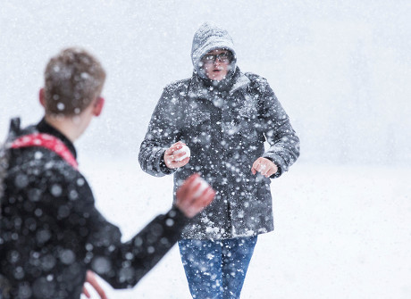 Group Friends Have Snowball Fight On Editorial Stock Photo - Stock ...