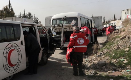 Volunteers Syrian Red Crescent Stand Near Editorial Stock Photo - Stock ...