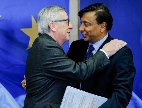 ArcelorMittal chairman Lakshmi N. Mittal (L) at EU commission, Brussels ...