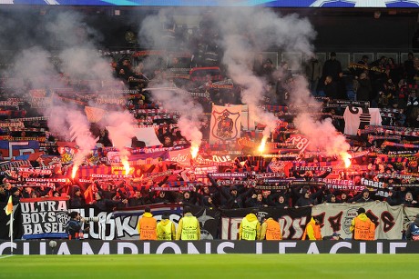 Fc Basel Fans Light Flares During Editorial Stock Photo - Stock Image ...