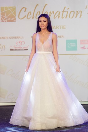 Model Presents Bridal Fashion Clothes During Editorial Stock Photo ...