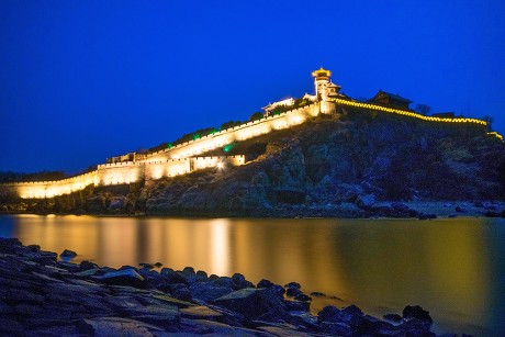 Night Scenery of Penglai Pavilion Scenic Area, Yantai, Shandong ...