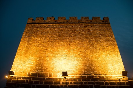 Night Scenery Penglai Pavilion Scenic Area Editorial Stock Photo ...
