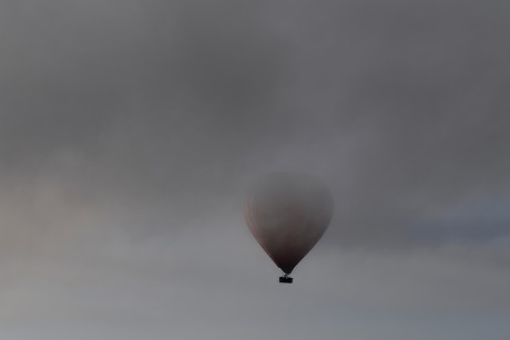 Hot Air Balloon Seen Flying Through Editorial Stock Photo - Stock Image ...