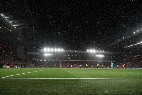 Heavy Snow Falls Anfield During Match Editorial Stock Photo - Stock ...