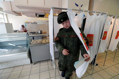 Russian Soldier Leaves Booth While Voting Editorial Stock Photo - Stock ...