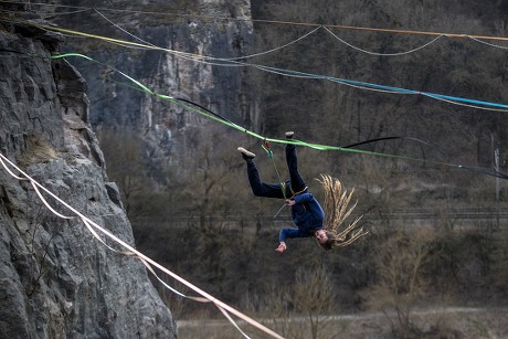 Participant Falls Slackline While Being Secured Editorial Stock Photo ...
