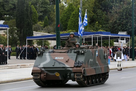 Greek Army Tank Drives Past Greek Editorial Stock Photo - Stock Image ...