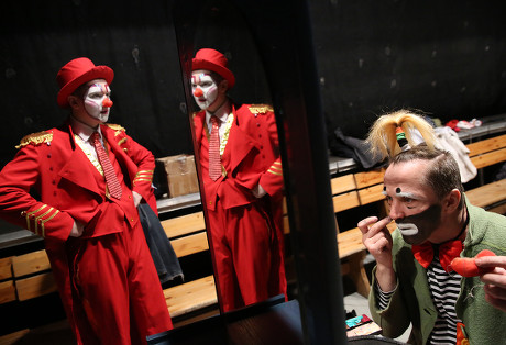 Clown Puts Make On Backstage Arts Editorial Stock Photo - Stock Image ...