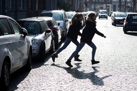 Model Released Two Teenagers Running Across Editorial Stock Photo ...