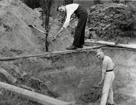 Two Men Digging Hole 1940s Exact Editorial Stock Photo - Stock Image ...