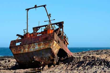 Rusty Wreck Fish Trawler On Rocky Editorial Stock Photo - Stock Image ...