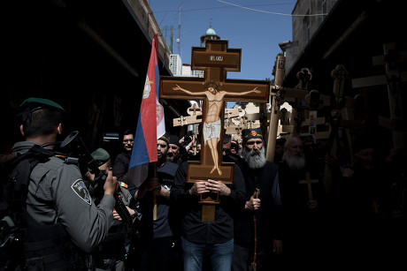 Orthodox Good Friday procession in Jerusalem, --- - 06 Apr 2018 Stock ...