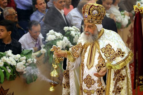 Egyptian Coptic Christians Pray During Easter Editorial Stock Photo ...