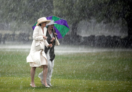 Guests Head Cover Heavy Rain Begins Editorial Stock Photo - Stock Image ...
