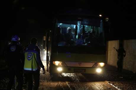 Buses Carrying People Evacuated Douma Arrive Editorial Stock Photo ...