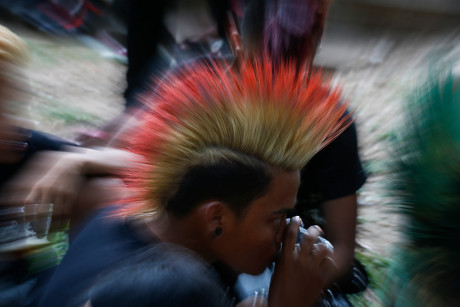Myanmar Punk Wearing Mohawk Hairstyle Takes Editorial Stock Photo ...