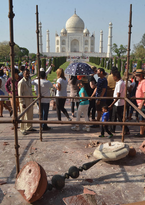Tourists Walk Rubble After Metal Pillar Editorial Stock Photo - Stock ...