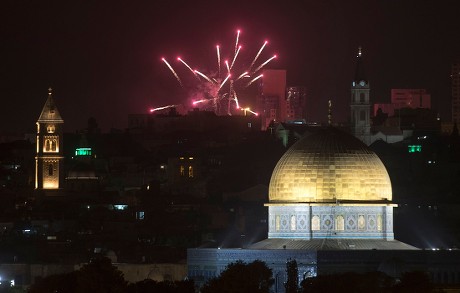General View Over Dome Rock Fireworks Editorial Stock Photo - Stock ...