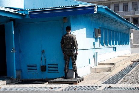South Korean Soldier Stands Guard Joint Editorial Stock Photo - Stock ...