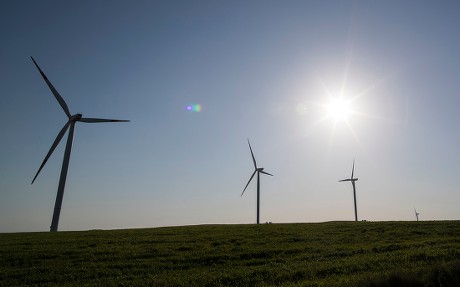 View On Wind Turbines Canola Field Editorial Stock Photo - Stock Image ...