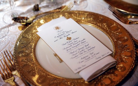 Menu State Dinner French President Emmanuel Editorial Stock Photo ...