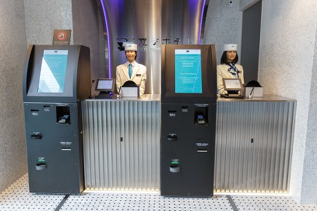 Humanoid Robots Working Front Desk Hennna Editorial Stock Photo - Stock ...