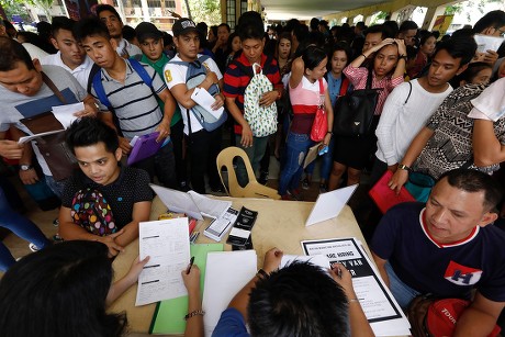 Filipinos Gather Around Recruitment Booth During Editorial Stock Photo ...