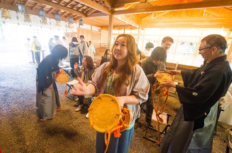 Woman Plays Tsuzumi Drum During Annual Editorial Stock Photo - Stock ...