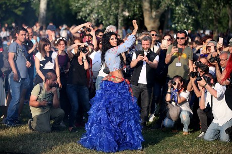 Gypsy Woman Dances Around Huge Fire Editorial Stock Photo - Stock Image ...
