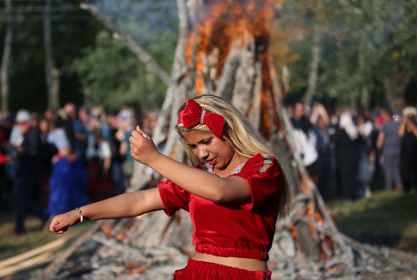 Gypsy Woman Dances Around Huge Fire Editorial Stock Photo - Stock Image ...