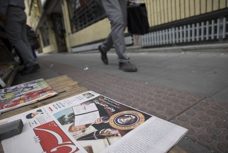 Iranian Shargh Newspaper Picture Us President Editorial Stock Photo ...