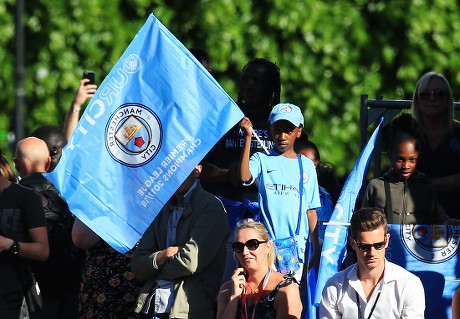 Manchester City Fans Wave Flags Editorial Stock Photo - Stock Image ...