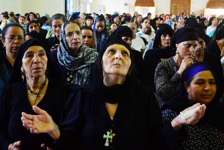 Egyptian Coptic Christians Pray During Mass Editorial Stock Photo ...