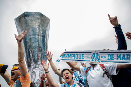 Olympique Marseille Fans Gather Fanzone Bellecour Editorial Stock Photo ...