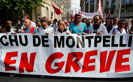 Union Cgt Members Hold Banners Shout Editorial Stock Photo - Stock ...