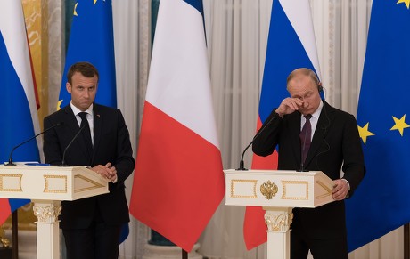 EMMANUEL MACRON VLADIMIR PUTIN Editorial Stock Photo - Stock Image ...