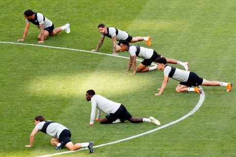 Liverpool Players Conduct Stretching Exercises During Editorial Stock ...