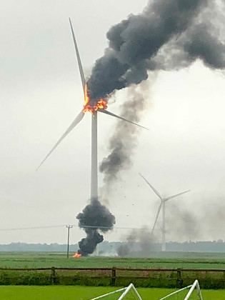 Wind Turbine On Fire After Hit Editorial Stock Photo - Stock Image ...