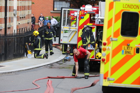 Emergency Services Attend Scene Fire On Editorial Stock Photo - Stock ...