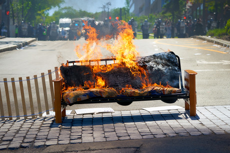 Protesters Light Couch On Fire During Editorial Stock Photo - Stock ...
